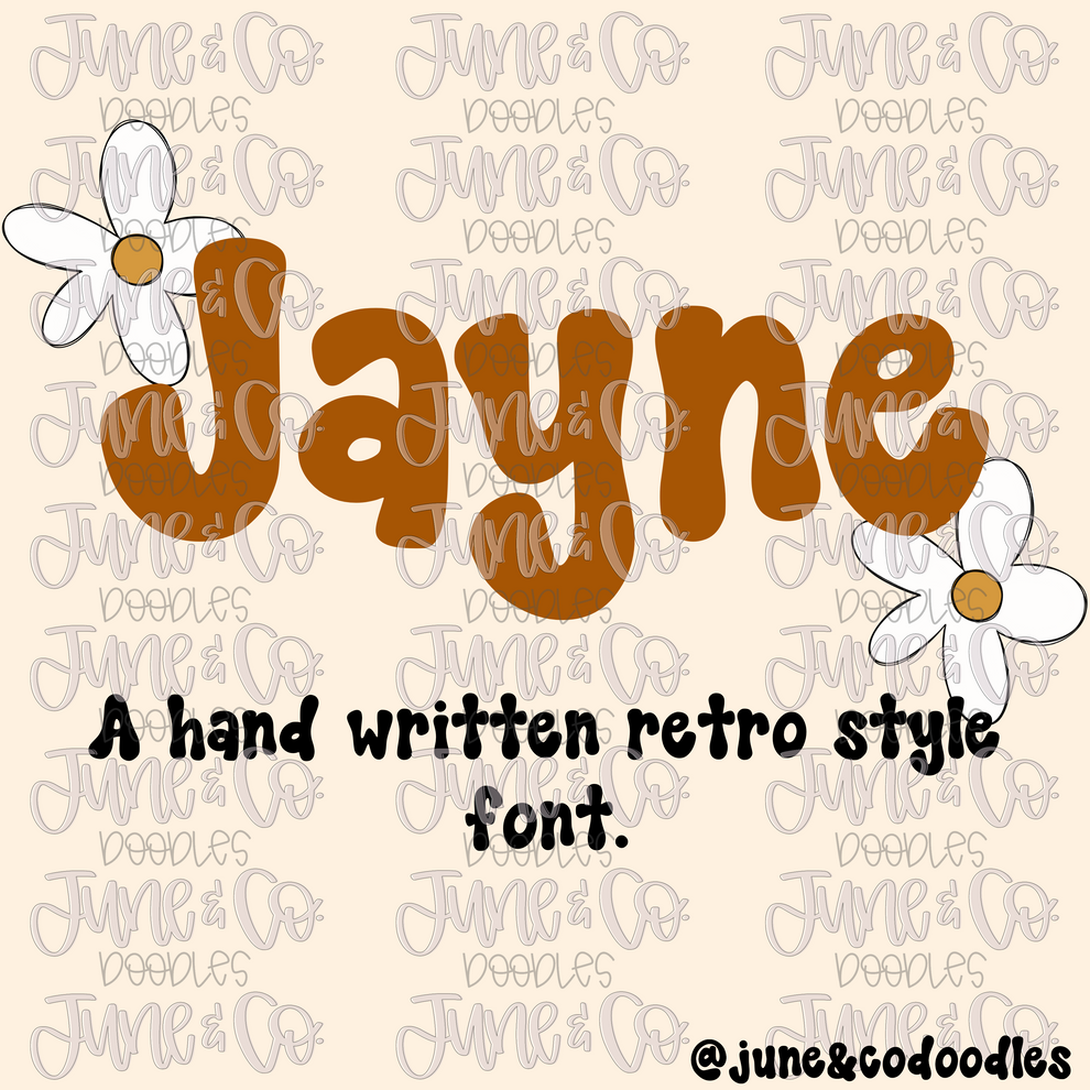 Jayne Font| Hand Written Retro Style Font| Groovy Lettering| OTF File ...