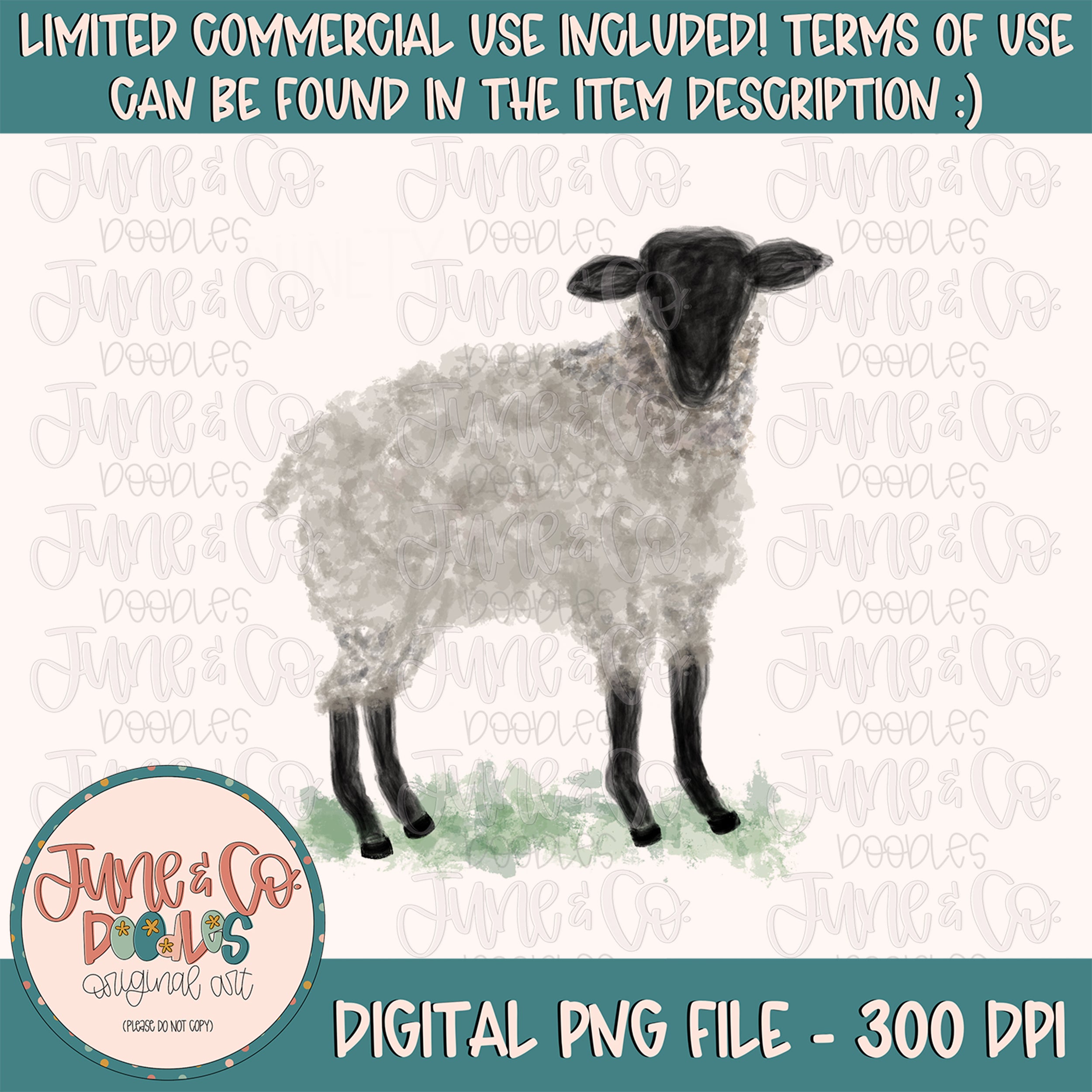 Watercolor Sheep PNG Design| Faceless Sheep Sublimation Design| Sheep – June And Co. Doodles