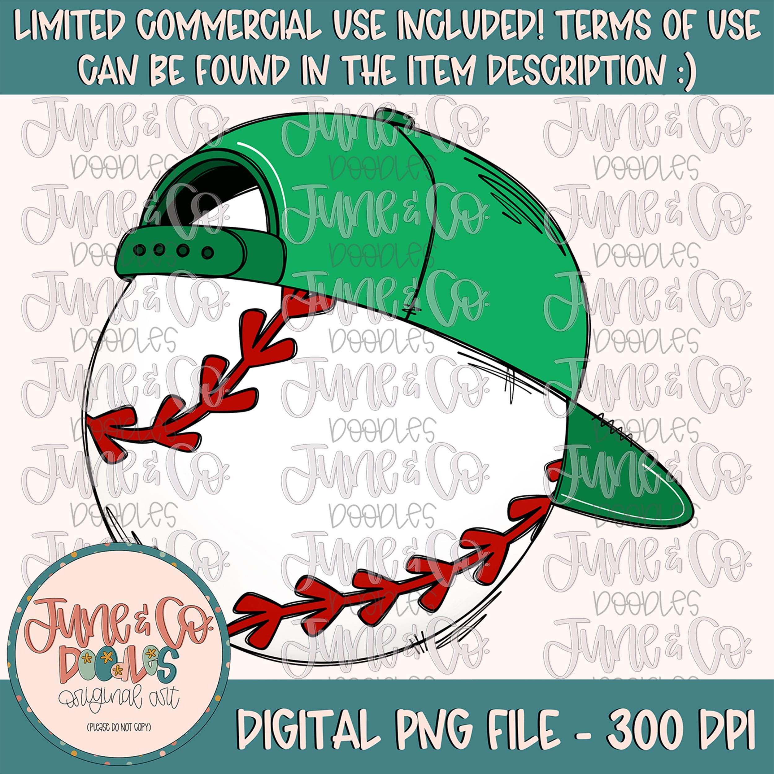 Cool Baseball- Green Hat PNG| Baseball With Hat Sublimation File| Boys ...