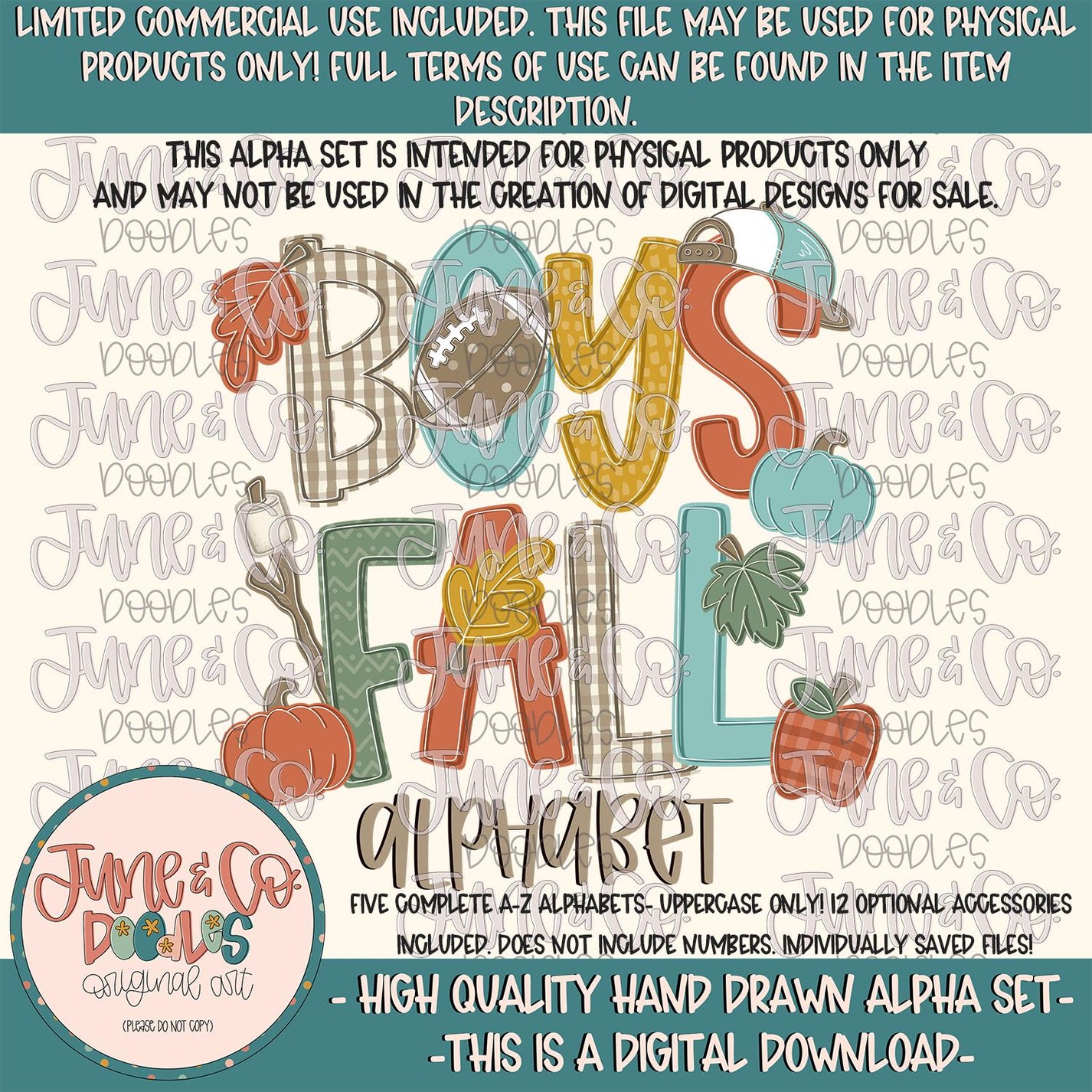 Boys Boho Fall Alphabet Set- PNG| Boys Fall Alpha| Individually Saved – June And Co. Doodles